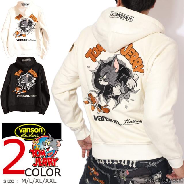 VANSON トムとジェリー コラボ ボンディング パーカー (TJV-2535) 【送料無料】バンソン TOM AND JERRY 起毛 裏ファー
