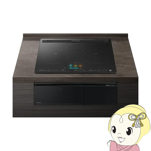 [予約]ビルトインIHクッキングヒーター 日立 火加減マイスター HT-N1500KTF(K) [プレミアムブラック]