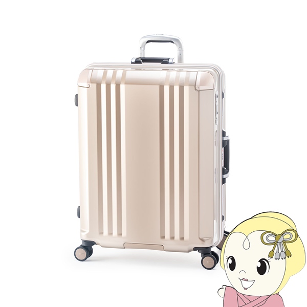 スーツケース フレームタイプ 73L シャンパンゴールド 前輪ストッパー機能付 静音キャスター 軽量 TSAロック デカかるEdge FRAME