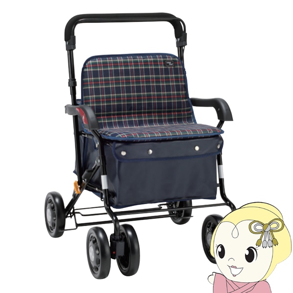 シルバーカー ボックスタイプ ワイドブル マキテック 座れる 手押し車 紺チェック NOB-42DBの通販はau PAY マーケット - ぎおん | au PAY マーケット－通販サイト