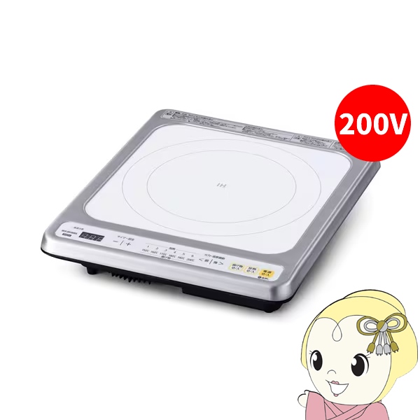 ビルトインIHクッキングヒーター アイリスオーヤマ 1口 単相200V IHC-B123-W ホワイト