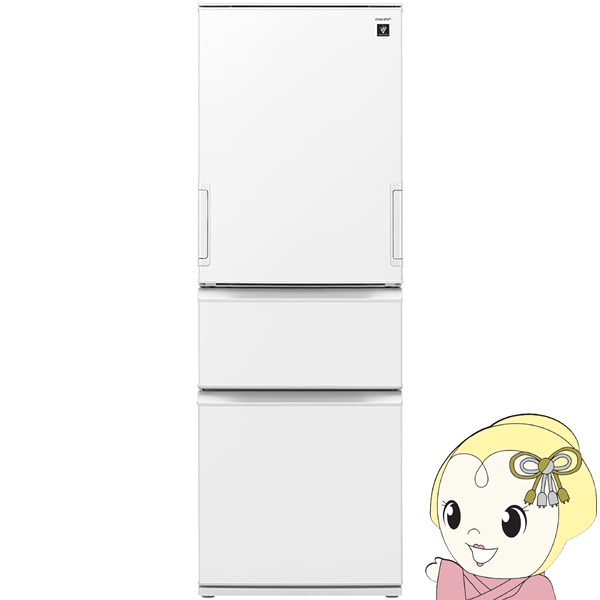 [予約 約2-3週間以降]冷蔵庫 【標準設置費込】 シャープ SHARP 374L 幅60cm どっちもドア 3ドア シルキーマットホワイト SJ-PW37P-W ぎおん