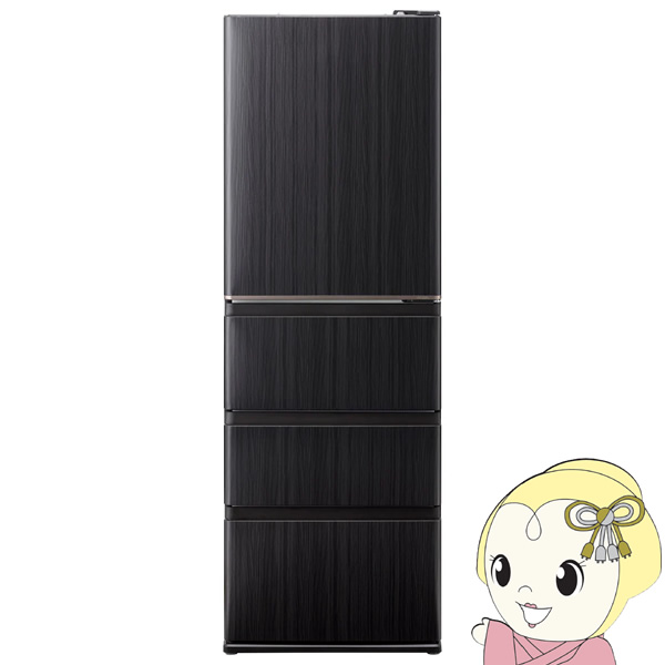 [予約 約1週間以降]冷蔵庫 【標準設置費込】 AQUA アクア 433L 4ドア 右開き ウッドブラック AQUA DELIE+ デリエプラス AQR-V43R-K ぎおん