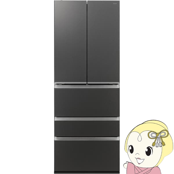 [予約 約1週間以降]冷蔵庫 【設置込】 AQUA アクア 501L 5ドア フレンチドア（観音開き）TXシリーズ AQR-TXA50R-K マットクリアブラック　ぎおん