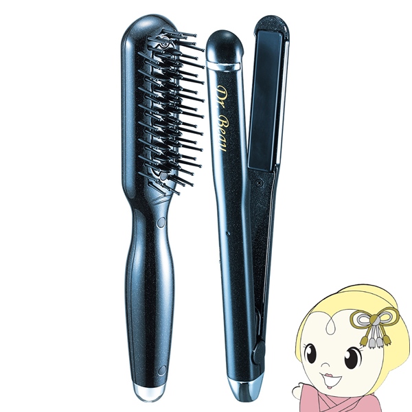 カロスビューティーテクノロジー Glister brush＆iron ブラックパール ブラシアイロン＆ヘアアイロンセット 軽量 USB DB-GW503-B