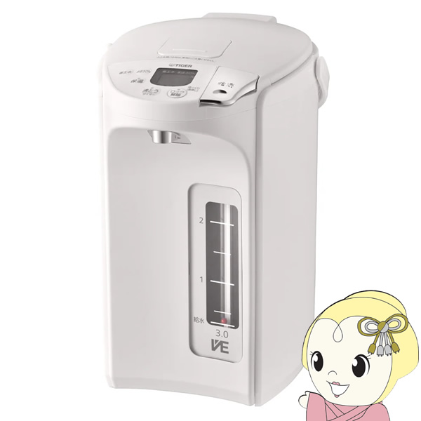 蒸気レスVE電気まほうびん TIGER タイガー 3.0L アーバンホワイト 蒸気レスとく子さん PIP-G300-WE