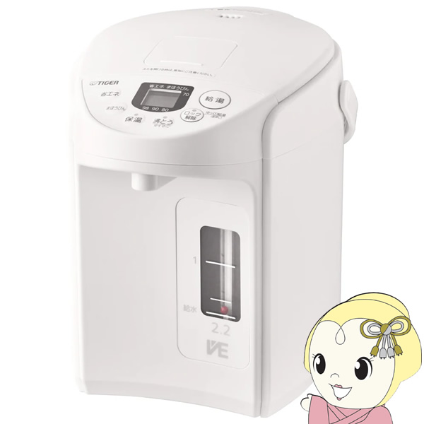 VE電気まほうびん TIGER タイガー 2.2L クールホワイト とく子さん PIQ-G220-WC