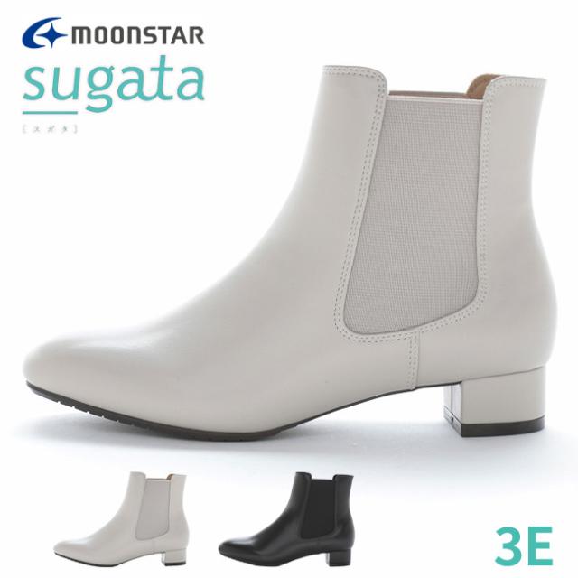 ムーンスター スガタ ブーツ レディース ショート 履きやすい 歩きやすい 疲れない 痛くない 滑らない 防滑 サイドゴア 3E 幅広 ローヒール 軽量 低反発 柔らかい 静音 MS SGTB681 おしゃれ サイドゴアブーツ ショートブーツ シューズ 秋 冬 靴