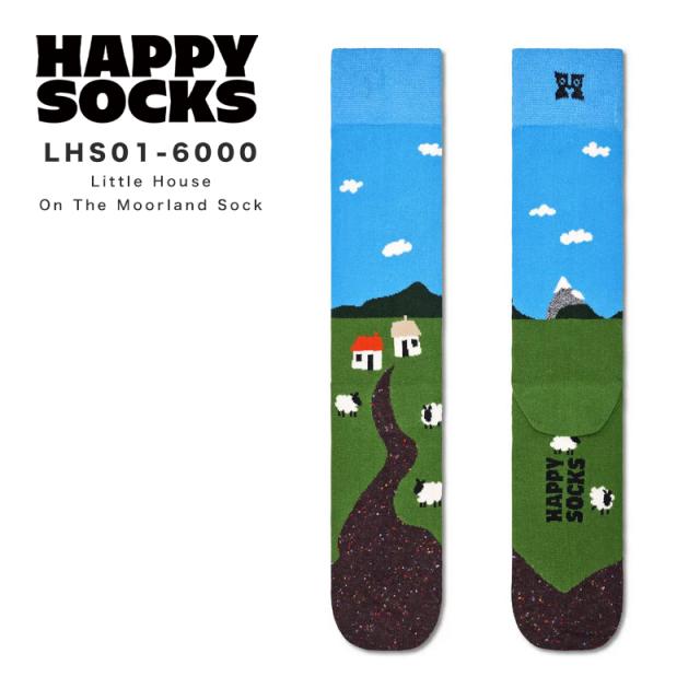 Happy Socks 23~29.5cm 靴下 ユニセックス メンズ レディース Little House On The Moorland Sock 羊 ひつじ 牧場 風景 景色 イラスト ...
