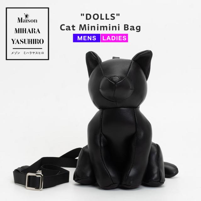 mihara yasuhiro dolls cat minimini bag ミハラヤスヒロ ドールズ キャット ミニミニバッグ ミニバッグ ネックポーチ レディース メンズ A15BG709 大人 ブランド おしゃれ かっこいい かわいい 本革 革 ネコ 猫 クラッチバッグ 黒 ブラック 鞄 バッグ 2025 春 春夏 夏