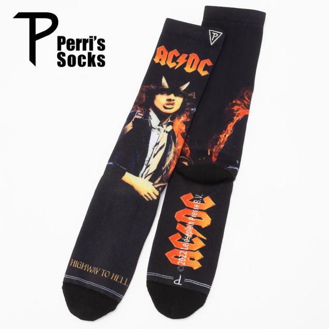 Perri's Socks ぺリーズソックス AC/DC Highway To Hell Sock エーシーディーシー 地獄のハイウェイ 靴下 メンズ ブランド ソックス下 ロゴ ワンポイント ...