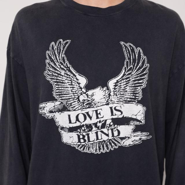 KAMIYA カミヤ "EAGLE" Breached Long Sleeve T-shirt G13LT075 ロンT ロングTシャツ tシャツ 長袖 綿100％ ゆったり 可愛い メンズ レディース ブランド ブリーチ ウォッシュ加工 ヴィンテージ ブラック 黒 送料無料