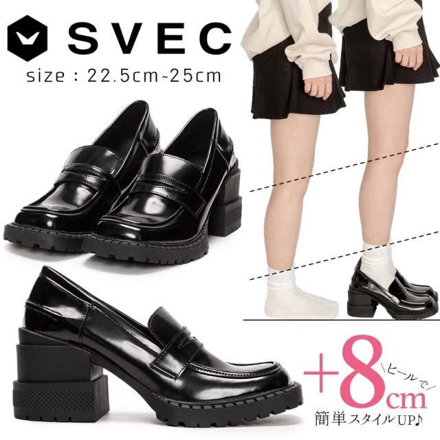 SVEC 厚底ローファー レディース パンプス ペニーローファー パンプス 韓国 スタイルアップ 盛れる ヒール ブラック 黒 厚底 身長 大人 の通販はau PAY マーケット - 靴の ...