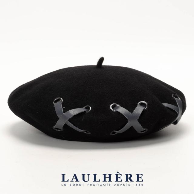LAULHERE ベレー帽 LIO リオ LAU00394 ユニセックス メンズ レディース 綺麗 キレイ 上品 可愛い ギフト プレゼント オシャレ モード レトロ 帽子 ボウシ 小顔効果 シック リボン 黒 ブラック ロレール ブランド