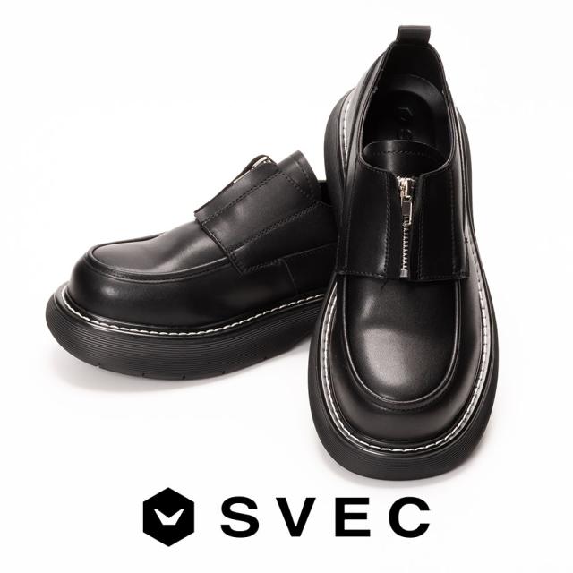 SVEC 厚底シューズ センタージップシューズ 厚底 センタージップデザイン足長 スタイルアップかっこいい 通勤 通学 ドレス 韓国 モード セクシー 黒 ブラック レザー メンズ 靴 ...