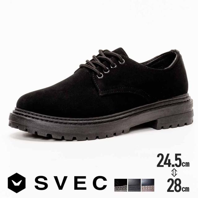 SVEC 厚底シューズ 3E レースアップ かっこいい 格好いい 韓国 韓流 通勤 通学 定番 黒 ブラック ブラウン スエード 盛れる 身長 脚長 メンズ スタイルアップ 厚底スニーカー 靴 ...