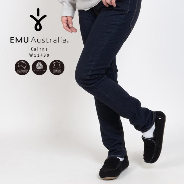 EMU Australia レディース モカシン スリッポン シープスキン ムートン ファー 内側ボア あったか 保温 吸湿 放湿 蒸れにくい ルームシューズ 室内履き オフィス履き 防寒 ふわふわ 軽量 柔らかい 快適 フィット ブラック シンプル ギフト エミュオーストラリア 2025 秋冬 冬