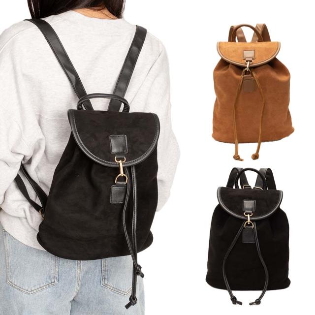 リュック リュックサック レディース コンパクト スエード ブラック ブラウン 黒 オレンジ お出掛け ファスナーポケット 収納 きれいめ シンプル 無地 ナチュラル 通勤 通学 鞄 バッグ ...