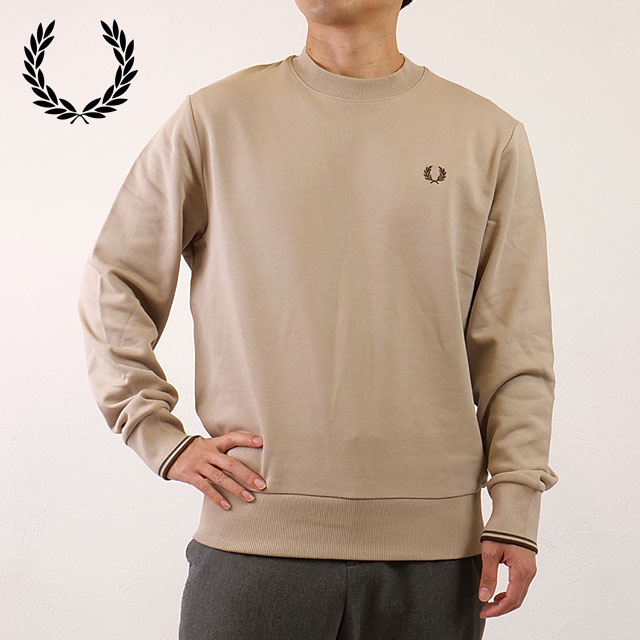 フレッドペリー FRED PERRY クルーネック スウェットシャツ [M7535-50A FW25Q4] CREW NECK SWEATSHIRT メンズ トップス トレーナー 長袖 WARM-OAT/COURT-GREEN/BURNT-TOBACCO 正規取扱店