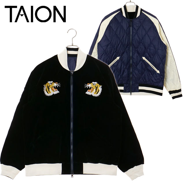 タイオン TAION リバーシブル“SKAJAN”ダウンジャケット [TAION-JK04JS] U REVERSIBLE “SKAJAN” DOWN JACKET メンズ アウター インナーダウン スカジャン 2WAY JAPAN SPECIAL BK/NVY 正規取扱店
