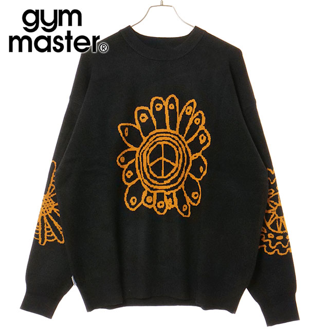 ジムマスター GYM MASTER ジャガードニット PEACE FLOWER クルーネック [G621796-05 FW25] メンズ トップス セーター 長袖 ブラック 正規取扱店
