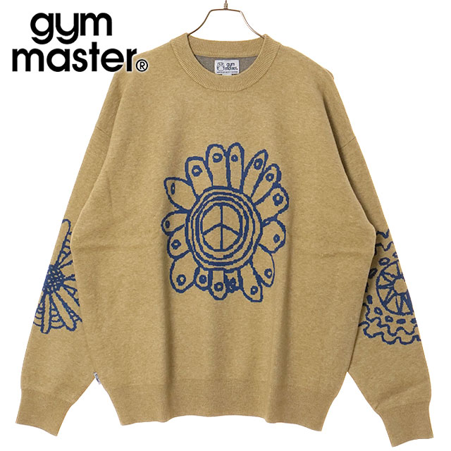 ジムマスター GYM MASTER ジャガードニット PEACE FLOWER クルーネック [G621796-31 FW25] メンズ トップス セーター 長袖 ベージュ 正規取扱店