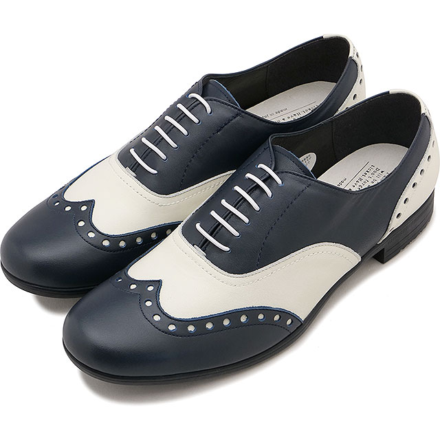 ショセ トラベルシューズ TRAVEL SHOES by chausser トラベル シューズ バイ ショセ ウィングチップ レースアップシューズ [TR-004 FW25] Wing tip shoes レディース 靴 日本製 防水 ビブラム ネイビーガラス/ホワイトコンビ NV/WHC 正規取扱店