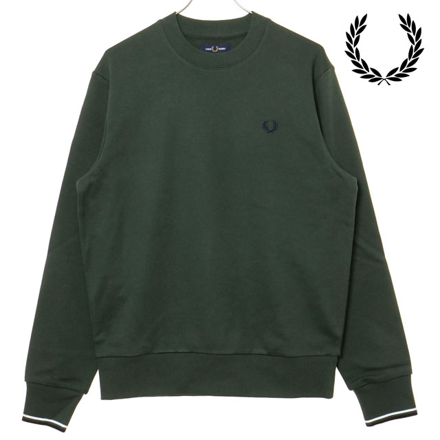 フレッドペリー FRED PERRY クルーネック スウェットシャツ [M7535-53A FW25Q4] CREW NECK SWEATSHIRT メンズ トップス トレーナー 長袖 COURT-GREEN/-WHITE/NAVY 正規取扱店