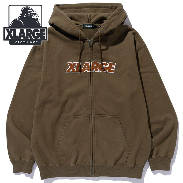 エクストララージ XLARGE フーデッドスウェットシャツ [101254012012 FW25] STANDARD LOGO ZIP UP HOODED SWEATSHIRT メンズ トップス パーカー ブラウン 正規取扱店