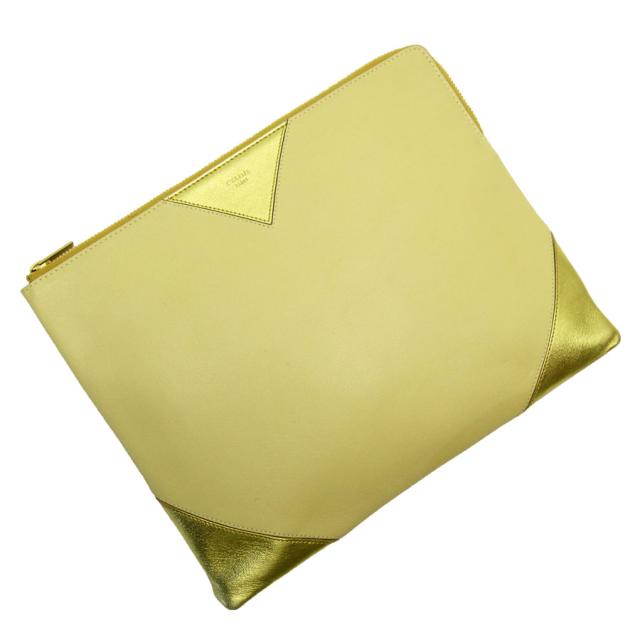 CELINE セリーヌ クラッチバッグ イエロー×ゴールド 14063 ユニセックス【中古】 t18970a