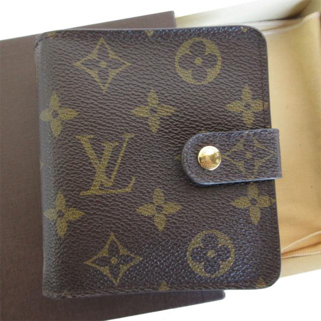 LOUIS VUITTON ルイ ヴィトン コンパクトジップ モノグラム M61667 二つ折り財布 ブラウン 14057 ユニセックス【中古】 s0388f