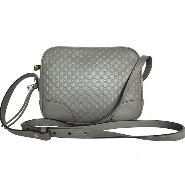 GUCCI グッチ マイクログッチシマ 449413 斜め掛けショルダーバッグ グレー 14055 レディース【中古】 s0410a