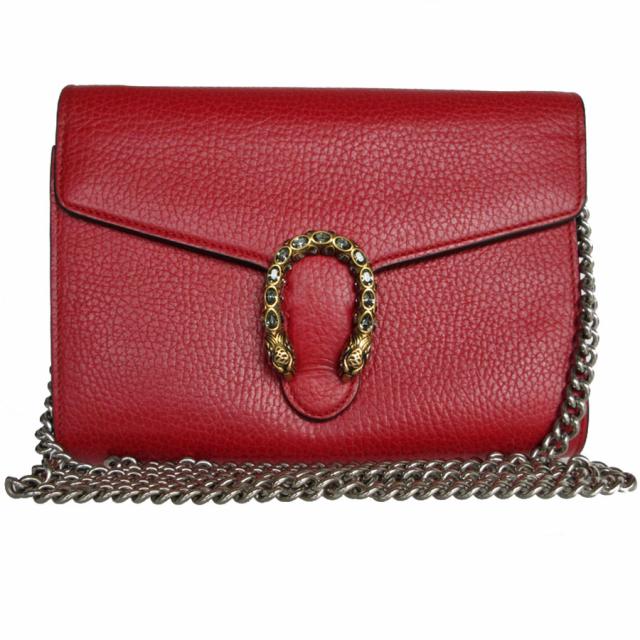 GUCCI グッチ デュオニュソス 401231  チェーンウォレット レッド 14060 レディース【中古】 k0009