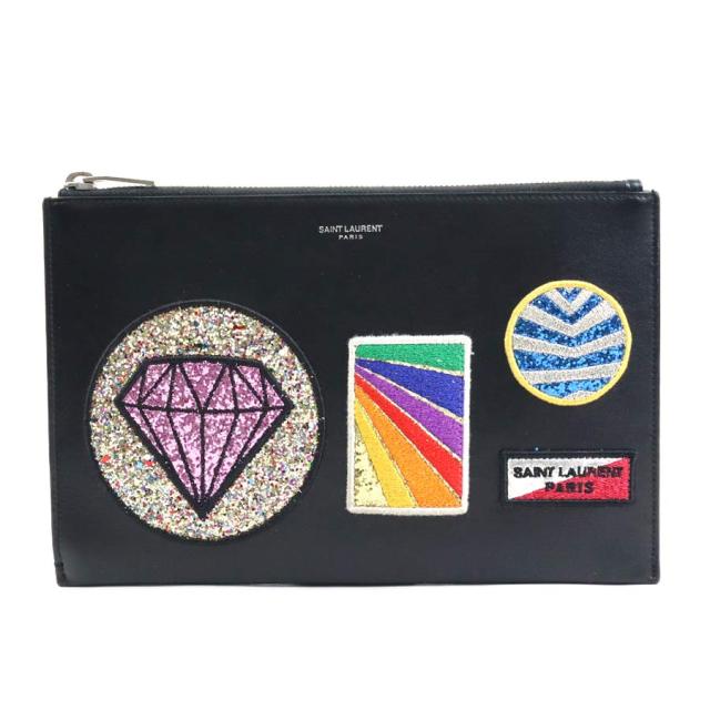 SAINT LAURENT サンローラン 397303 クラッチバッグ ブラック 14054 ユニセックス【中古】 t19593a