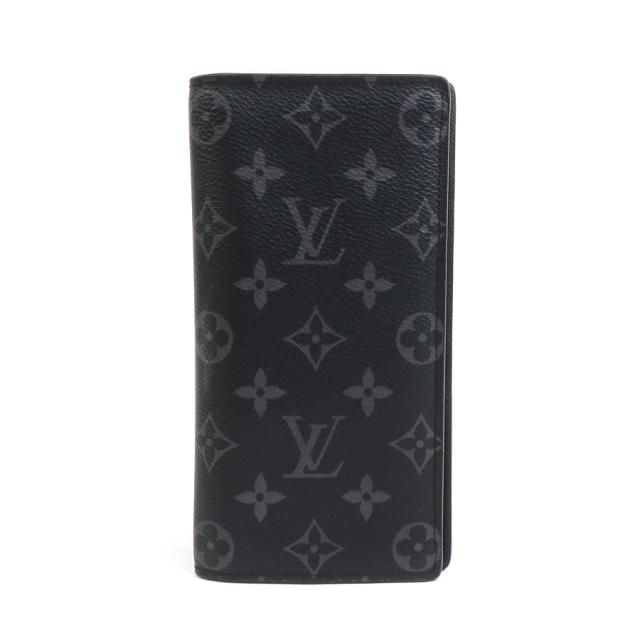 LOUIS VUITTON ルイ ヴィトン ポルトフォイユ ブラザ モノグラム エクリプス M61697 二つ折り長財布 ブラック 14054 メンズ【中古】 h30757a