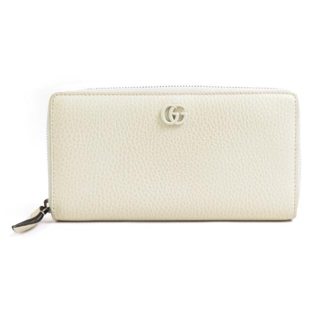 GUCCI グッチ GGマーモント 456117 ラウンドファスナー長財布 オフホワイト 14056 レディース【中古】 e59820g