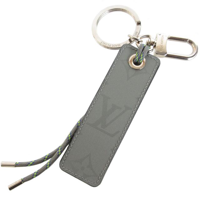 LOUIS VUITTON ルイ ヴィトン ポルトクレ タグ モノグラムフルオ MP2126 チャーム キーリング グレー/ライトゴールド 14055 メンズ【中古】 s0528a