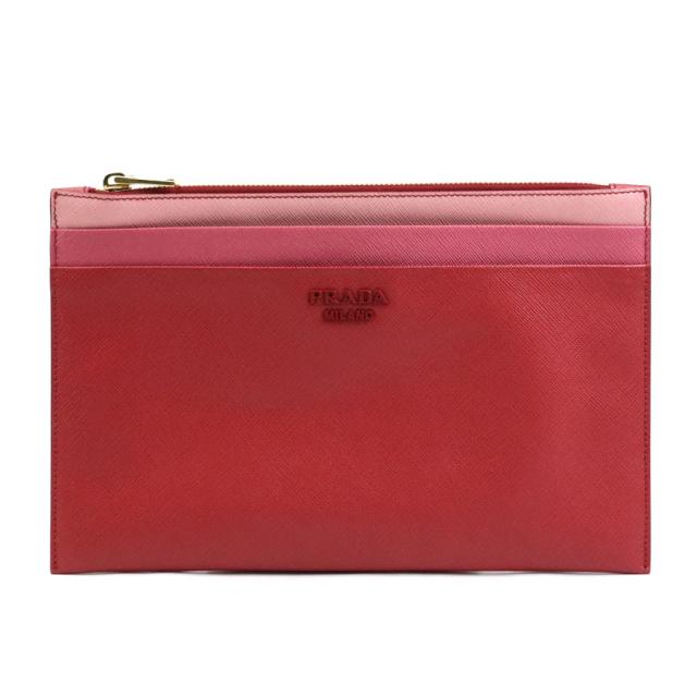 PRADA プラダ 1NG017 クラッチバッグ レッド×ピンク 14060 ユニセックス【中古】 h30836a