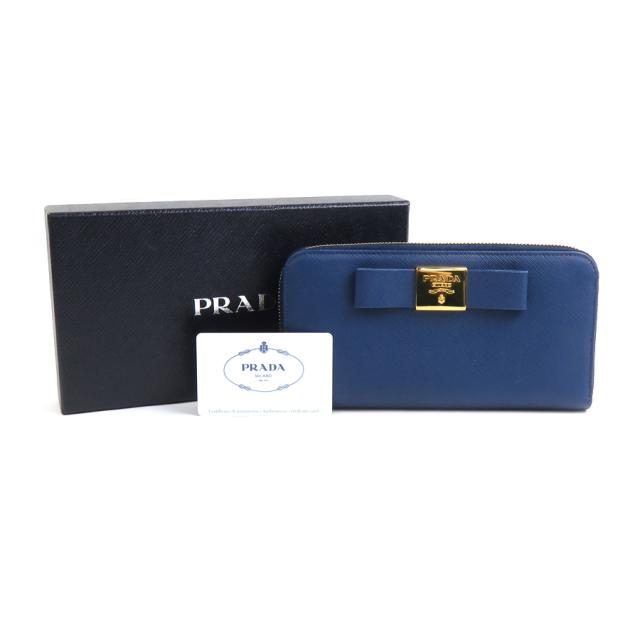 PRADA プラダ 1ML506 ラウンドファスナー長財布 ブルー 14067