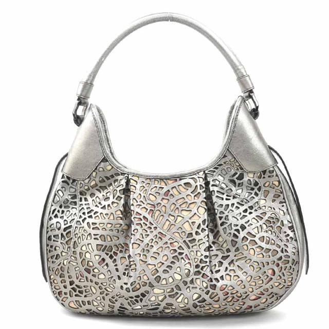 BURBERRY バーバリー ショルダーバッグ メタリックグレー/ベージュ 14055 レディース【中古】 e59932a