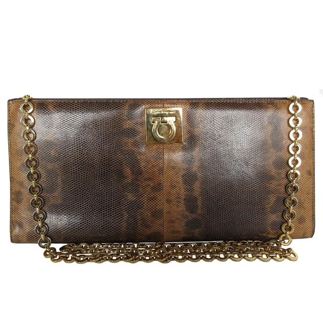 Salvatore Ferragamo サルヴァトーレフェラガモ ガンチーニ ショルダーバッグ チェーンショルダーバッグ ブラウン系 14057 レディース【中古】 k0047a