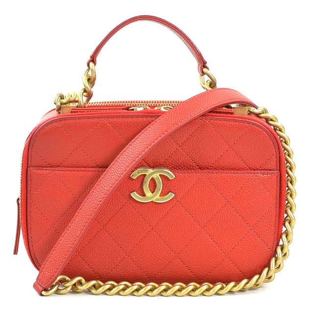 CHANEL シャネル マトラッセ ハンドバッグ ショルダーバッグ レッド/ゴールド 14060 レディース【中古】 e60094a
