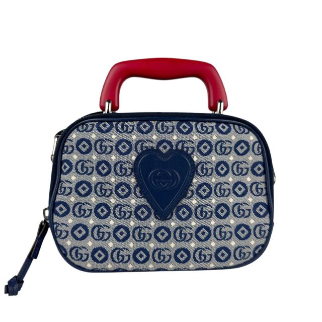 GUCCI グッチ チルドレンズ 704690 ハンドバッグ ショルダーバッグ ネイビー/レッド 14066 レディース【中古】 z4118