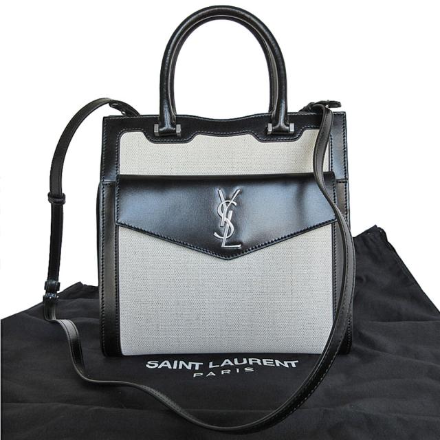 SAINT LAURENT サンローラン アップタウン スモール ハンドバッグ ショルダーバッグ ブラック/アイボリー 14054 レディース【中古】 s0583k