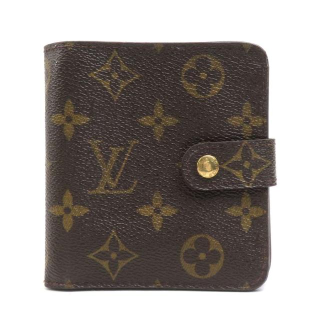 LOUIS VUITTON ルイ ヴィトン コンパクトジップ モノグラム 二つ折り財布 ブラウン 14057 レディース【中古】 e60163a