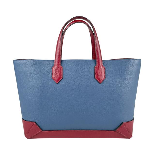 HERMES エルメス マキシボックス カバス30 ハンドバッグ ブルーアガット×ルージュグレナ 14067 レディース【中古】 z4298