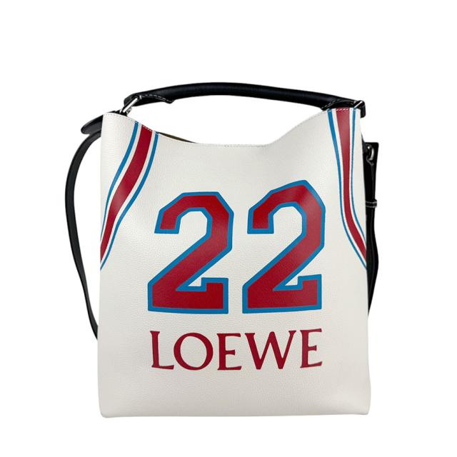 LOEWE ロエベ T Bucket ハンドバッグ ショルダーバッグ オフホワイト/レッド/ブルー/ブラック 14056 メンズ【中古】 z4420