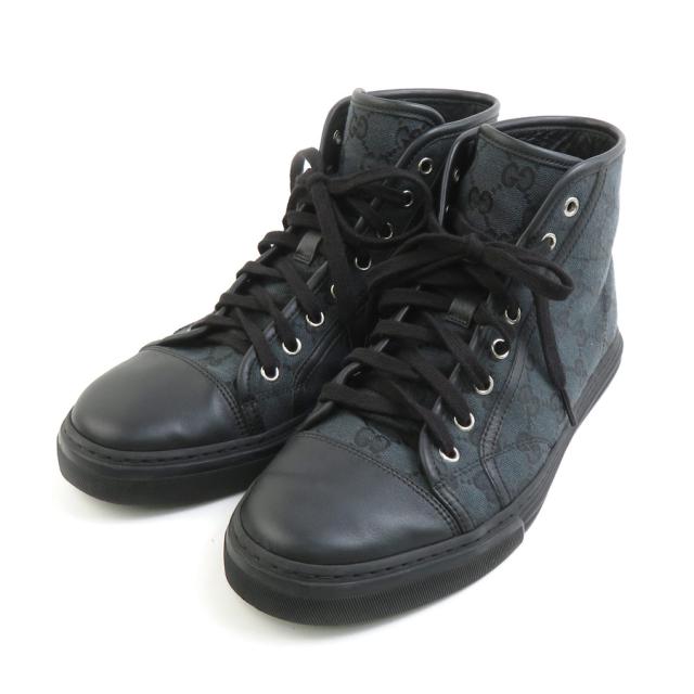 GUCCI グッチ スニーカー ハイカットスニーカー ブラック/ダークグリーン 14054 メンズ【中古】 e60196i