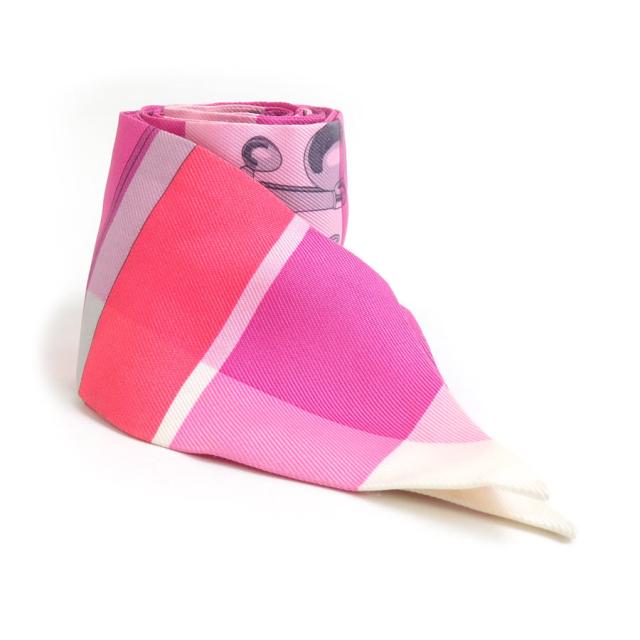 HERMES エルメス ツイリー スカーフ ピンク/パープル/ホワイト 14061 レディース【中古】 e60202a