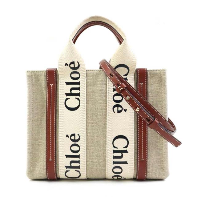 Chloe クロエ WOODY スモール ハンドバッグ ショルダーバッグ ベージュ×ブラウン 14059 レディース【中古】 h31004g